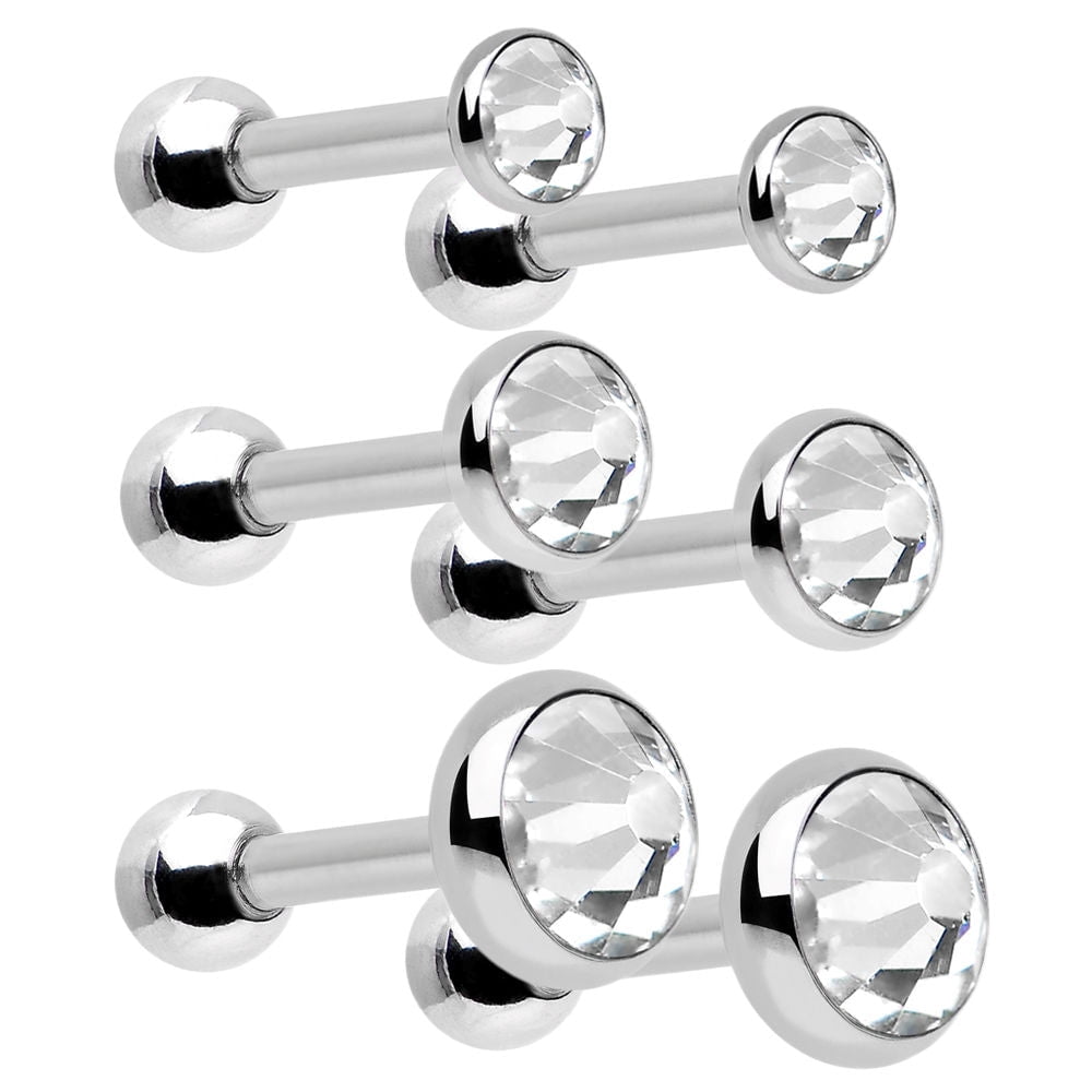 3 Pairs of Cartilage 16G Tragus Rook Piercing Studs - 3mm, 4mm, 5mm CZ ...