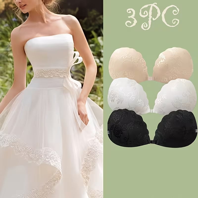 3 Pairs of Colorful Self-Adhesive Bras - Invisible Backless Push-Up Bra ...