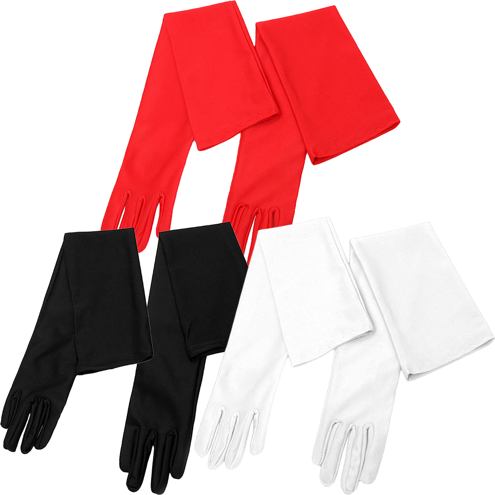 3 Pairs of Elbow Length Long Gloves Opera Bridal Dance Gloves Women ...