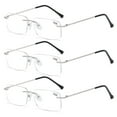 3 Pairs Of Frameless Bifocal Silver Reading Glasses 100 For Men And