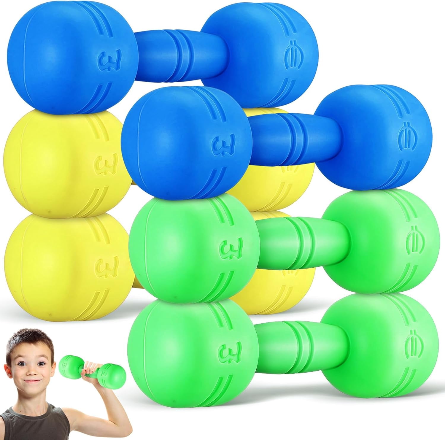 3 Pairs of Kids Dumbbell Weights Interactive Children Weights for ...
