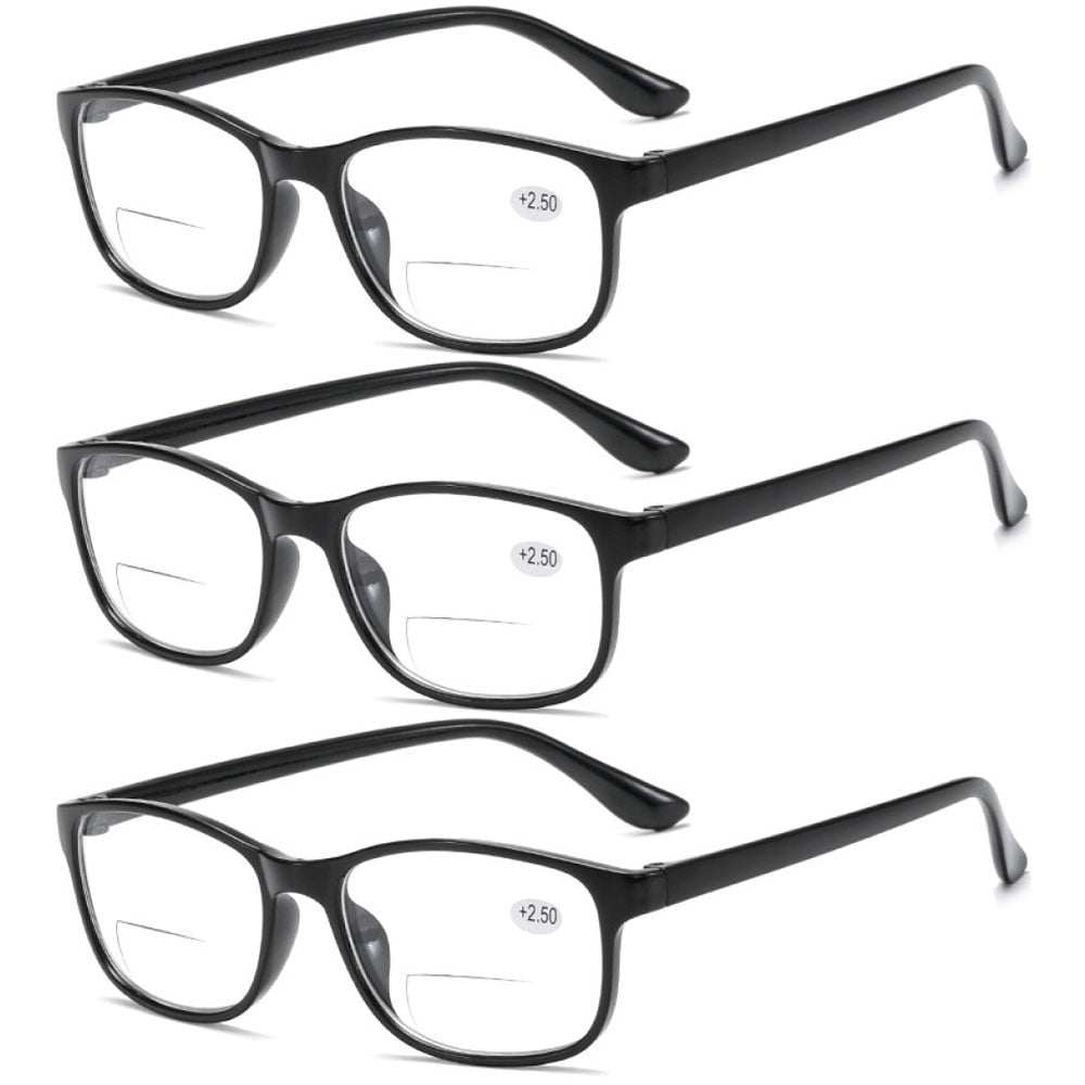 3 Pairs of Men Bifocal Reading Glasses 4.00 Black Presbyopia Glasses ...