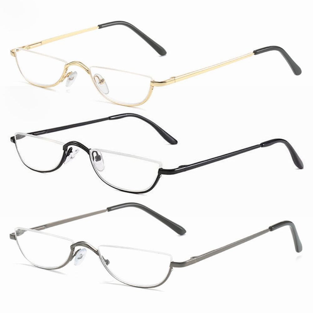 3 Pairs of Mens Half Moon Spring Hinge Reading Glasses 2.0 Womens ...