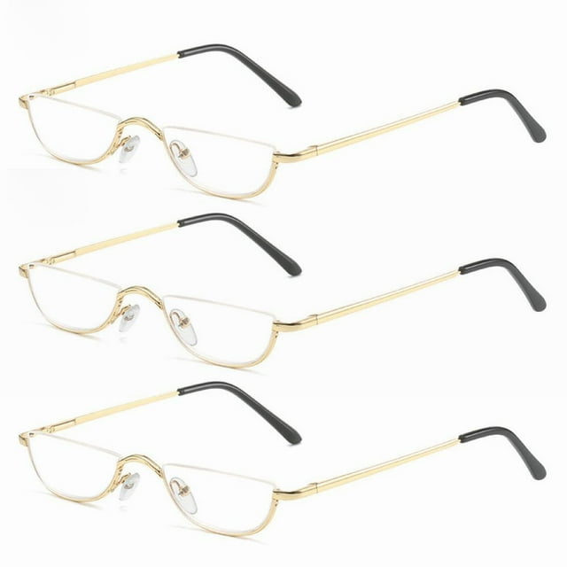 3 Pairs of Mens Half Moon Spring Hinge Reading Glasses 3.0 Womens ...