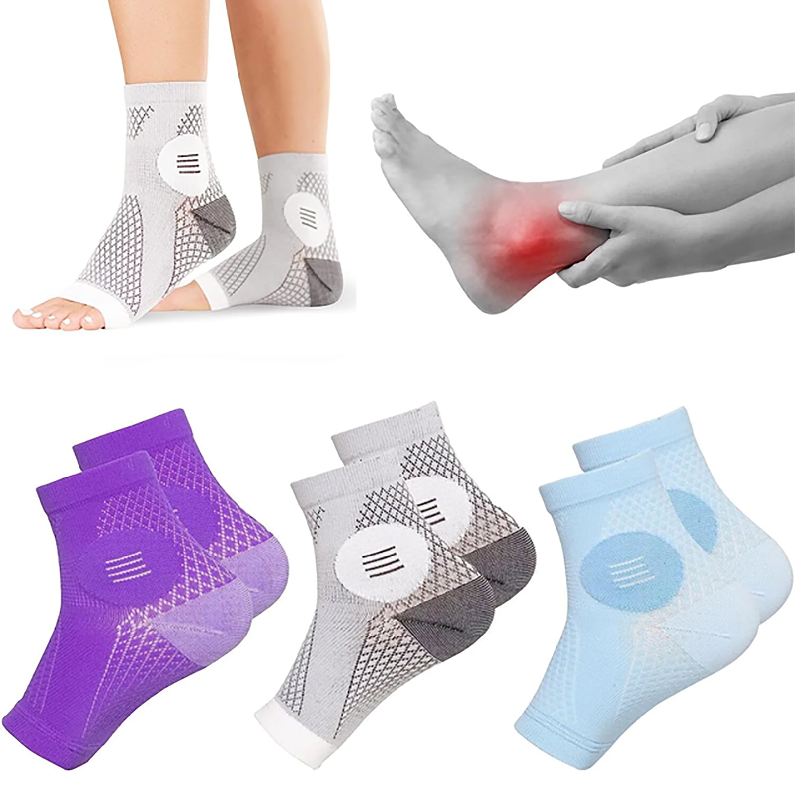 3 Pairs of Open Toe Compression Socks Breathable and Comfortable Ankle ...