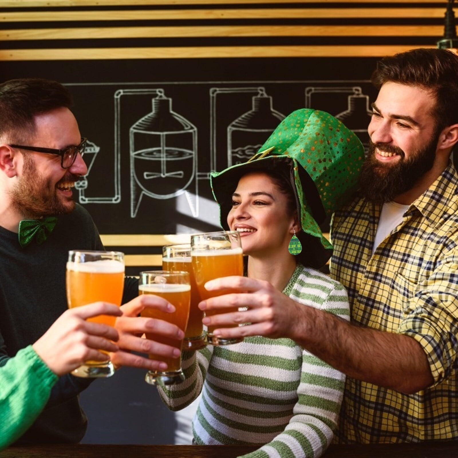 3 Pairs of St. Patrick's Day Drop-Shaped Leather Earrings Party Ear ...