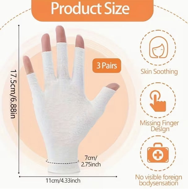 3 Pairs of White Touch Screen Moisturizing Gloves for Dry Hands ...
