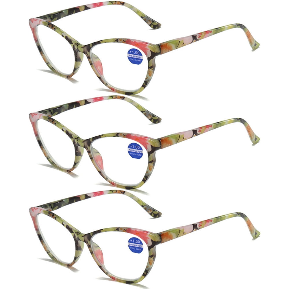 3 Pairs of Women Candy Color Butterfly Floral Reading Glasses, Ladies ...