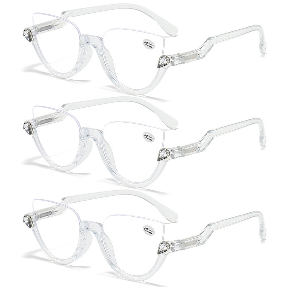 3 Pairs of Womens Half Moon Spring Hinge Reading Glasses 1.0 Fashion ...