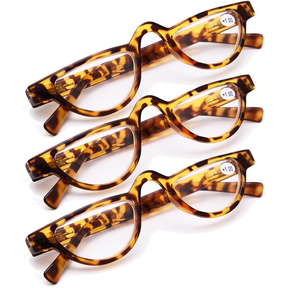 3 Pairs of Womens Half Moon Spring Hinge Reading Glasses 1.5 Men ...