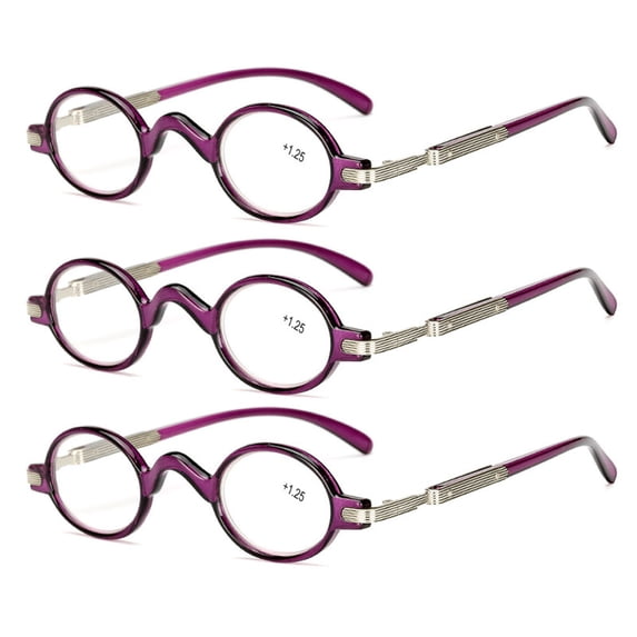 3 Pairs of Womens Mens Small Round Reading Glasses 1.0, Purple ...