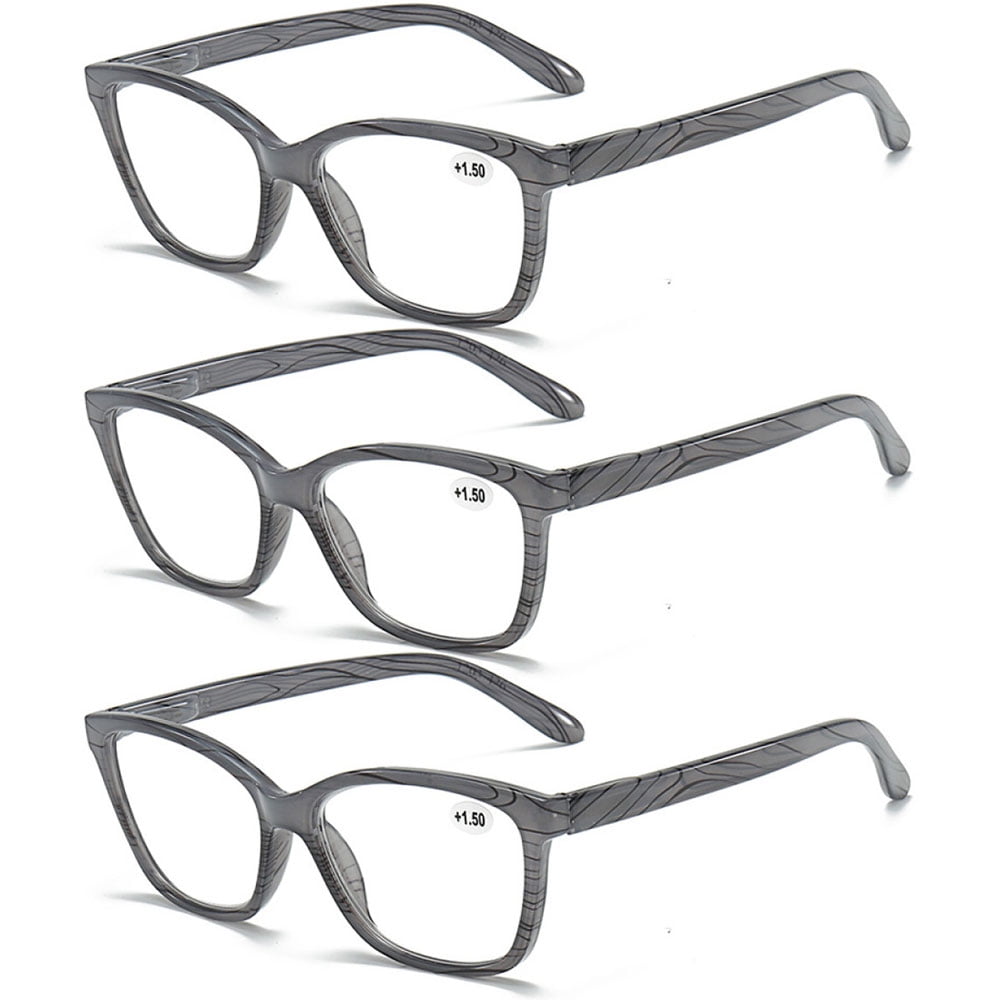 3 Pairs of Womens Square Oversized Square Reading Glasses 2.50 Mens ...