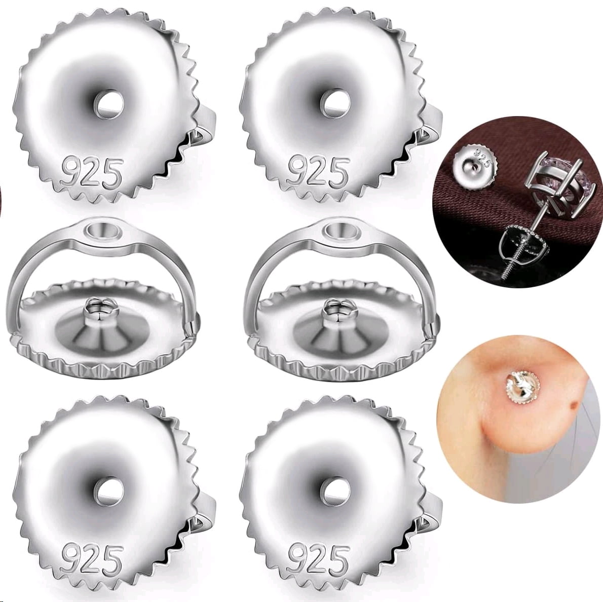 3-Pairs14K Gold Plated Screw Earring Backs Replacement for Diamond ...