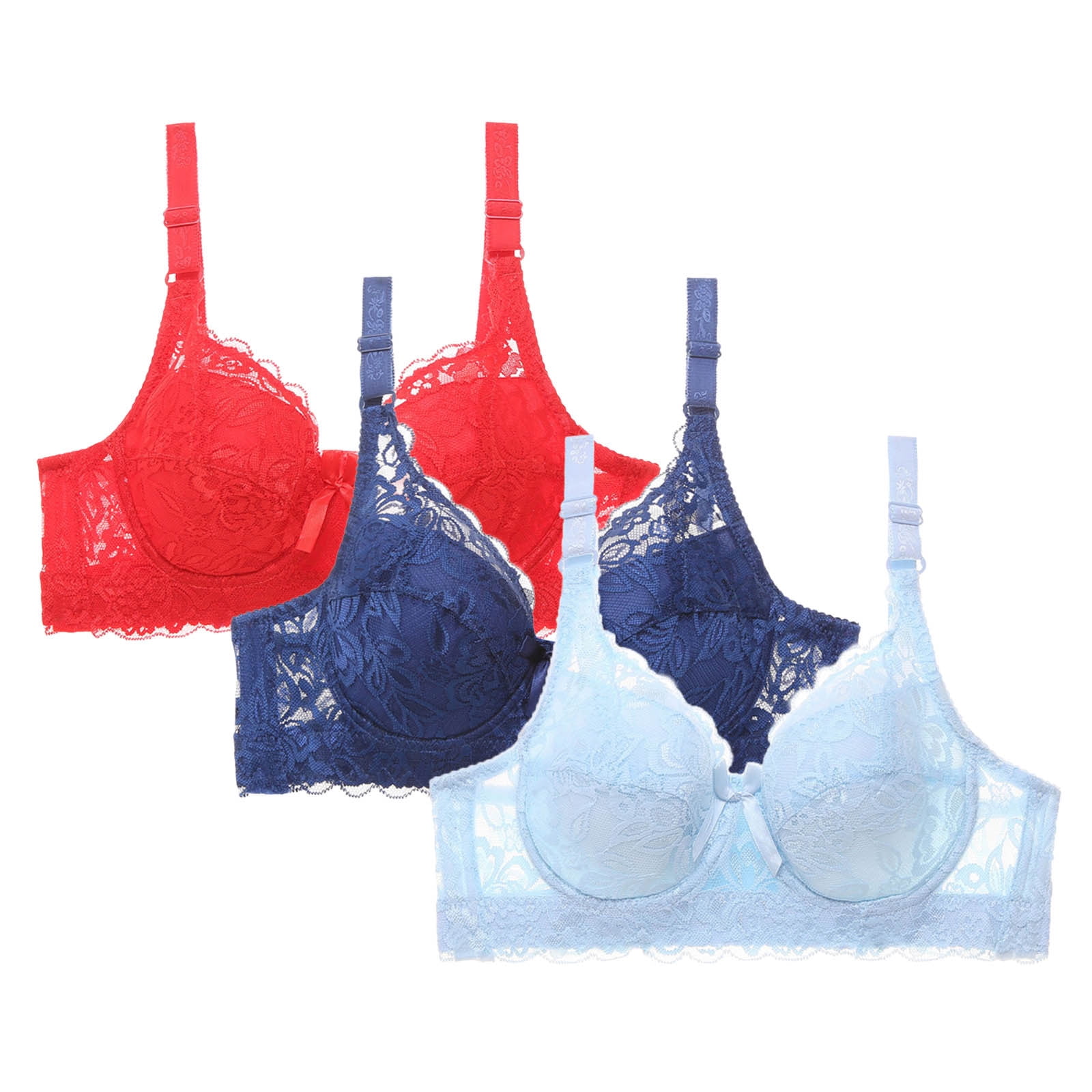 3 Paks Bras for Women No Underwire One Piece Seamless Bra Push Up ...