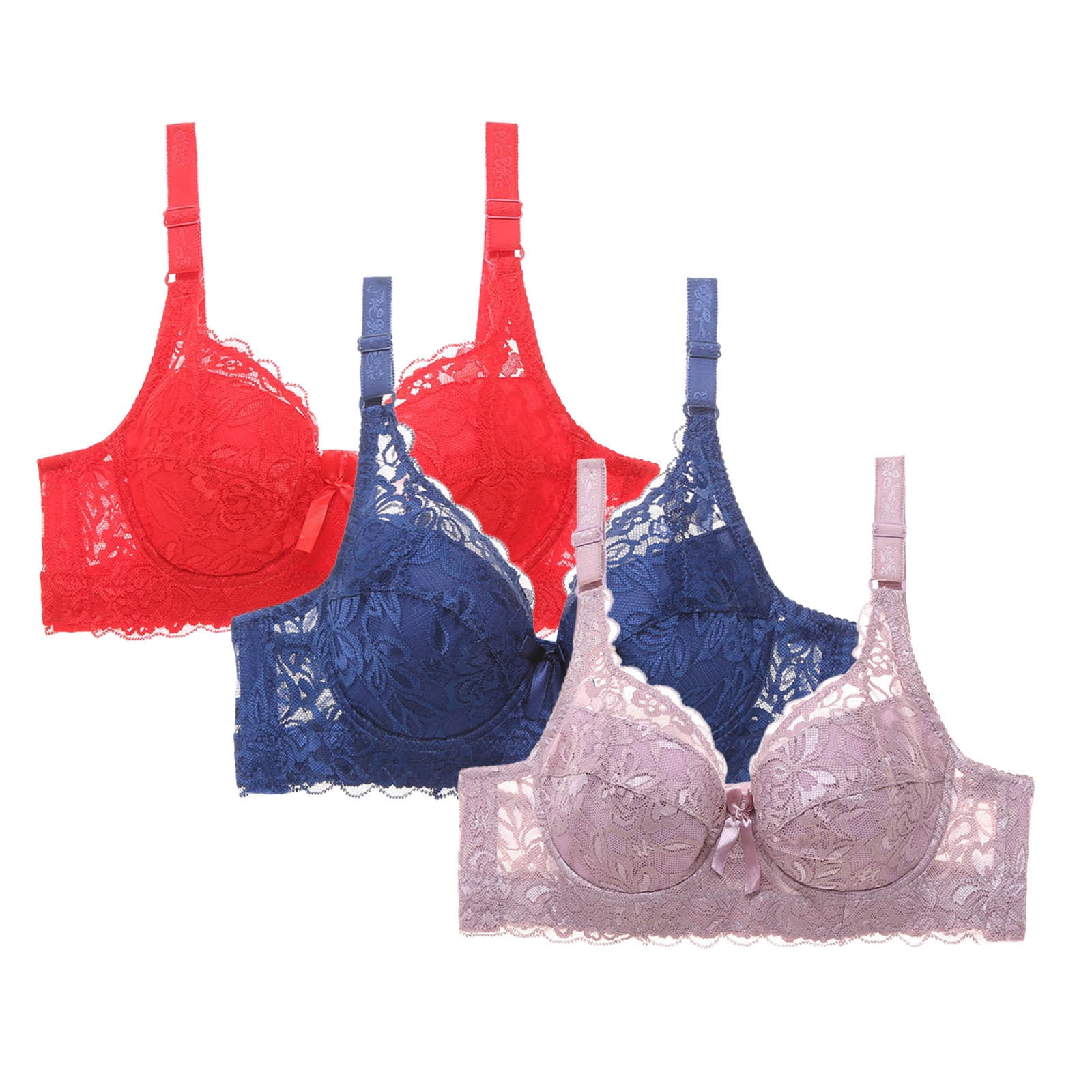 3 Paks Bras for Women No Underwire One Piece Seamless Bra Push Up ...