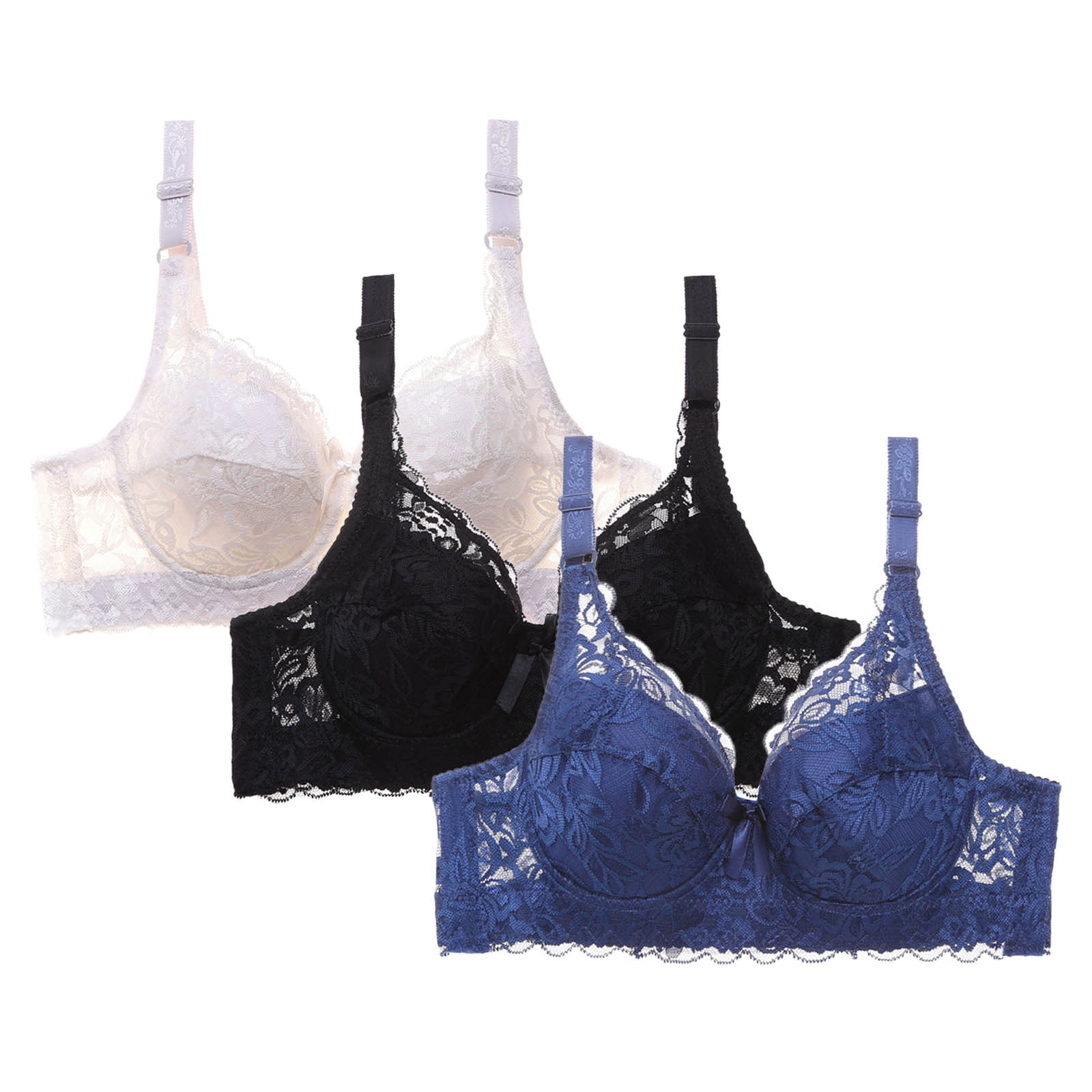 3 Paks Bras for Women No Underwire One Piece Seamless Bra Push Up ...