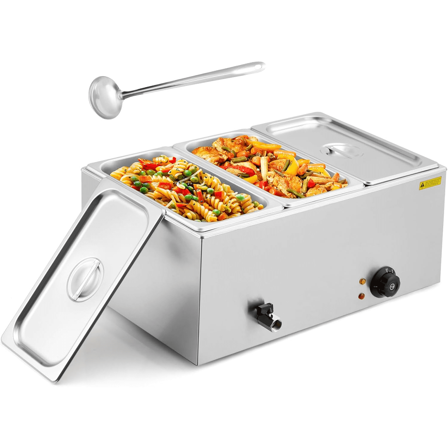 3 Pan 21QT Electric Commercial Food Warmer,Full Pan Stainless Steel ...