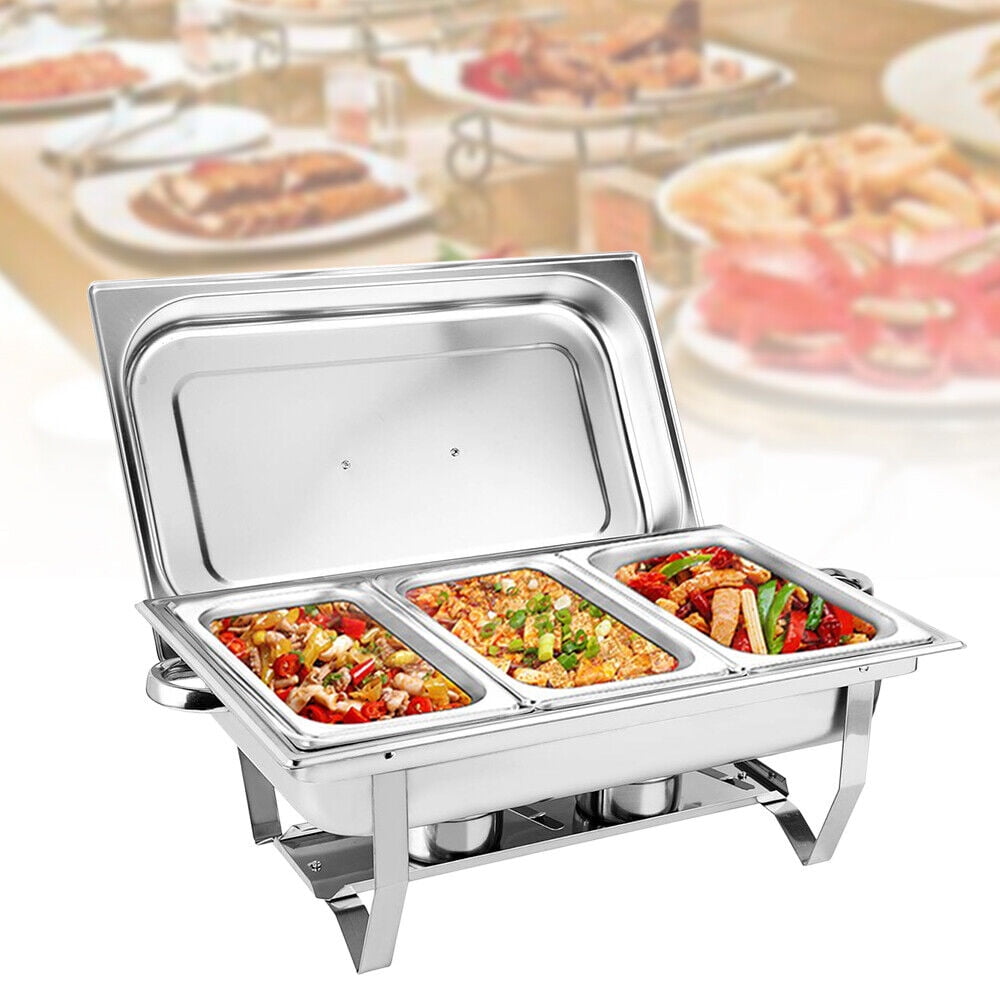 3 Pan New Stainless Steel Food Warmer Buffet Set Food Pan Catering ...