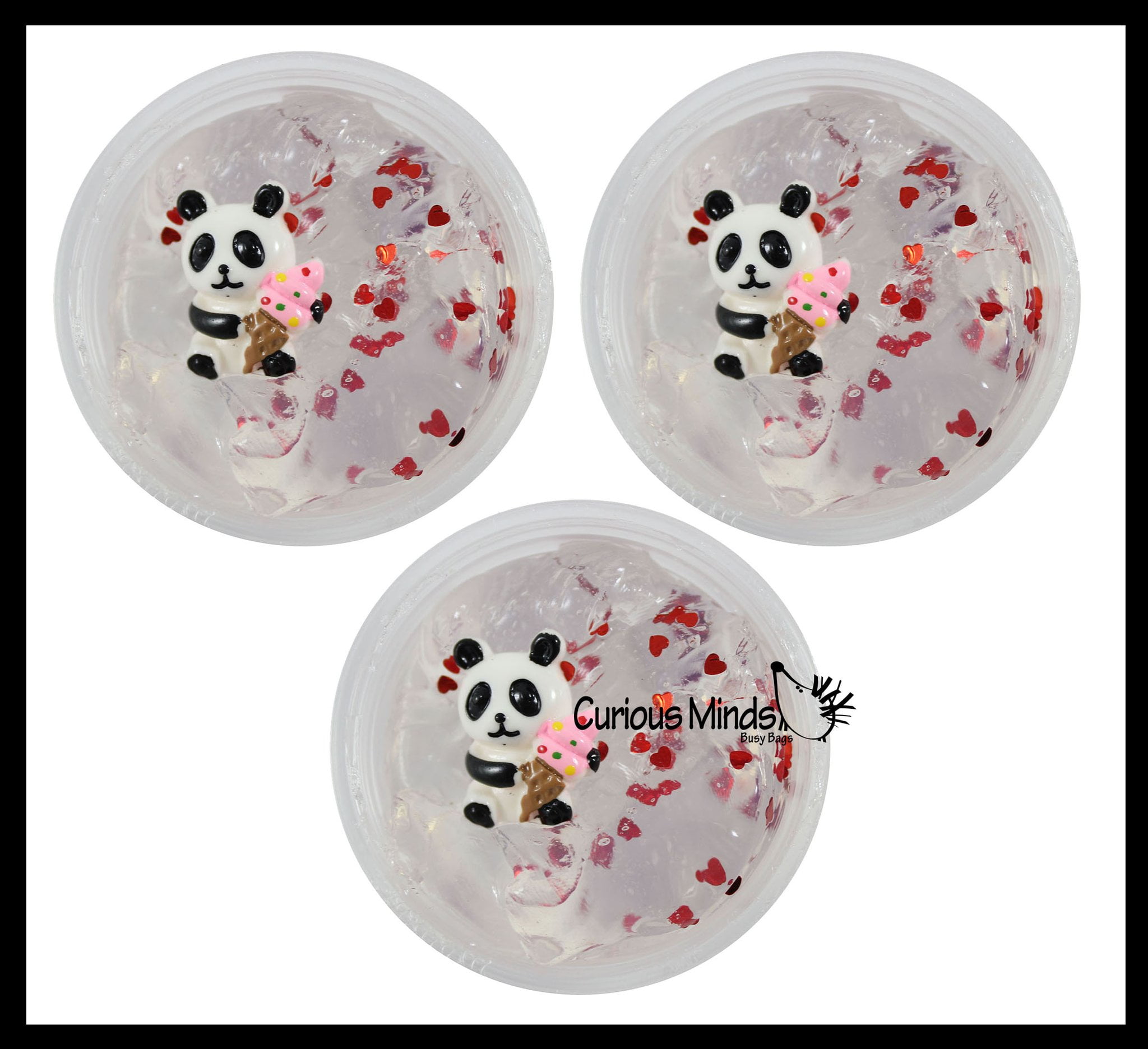 3 Panda Putty - Thick Clear Slime with Panda Figurine - Container ...
