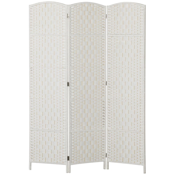 3 Panel 6FT Tall White Portable Weave Room Divider Privacy Screen ...