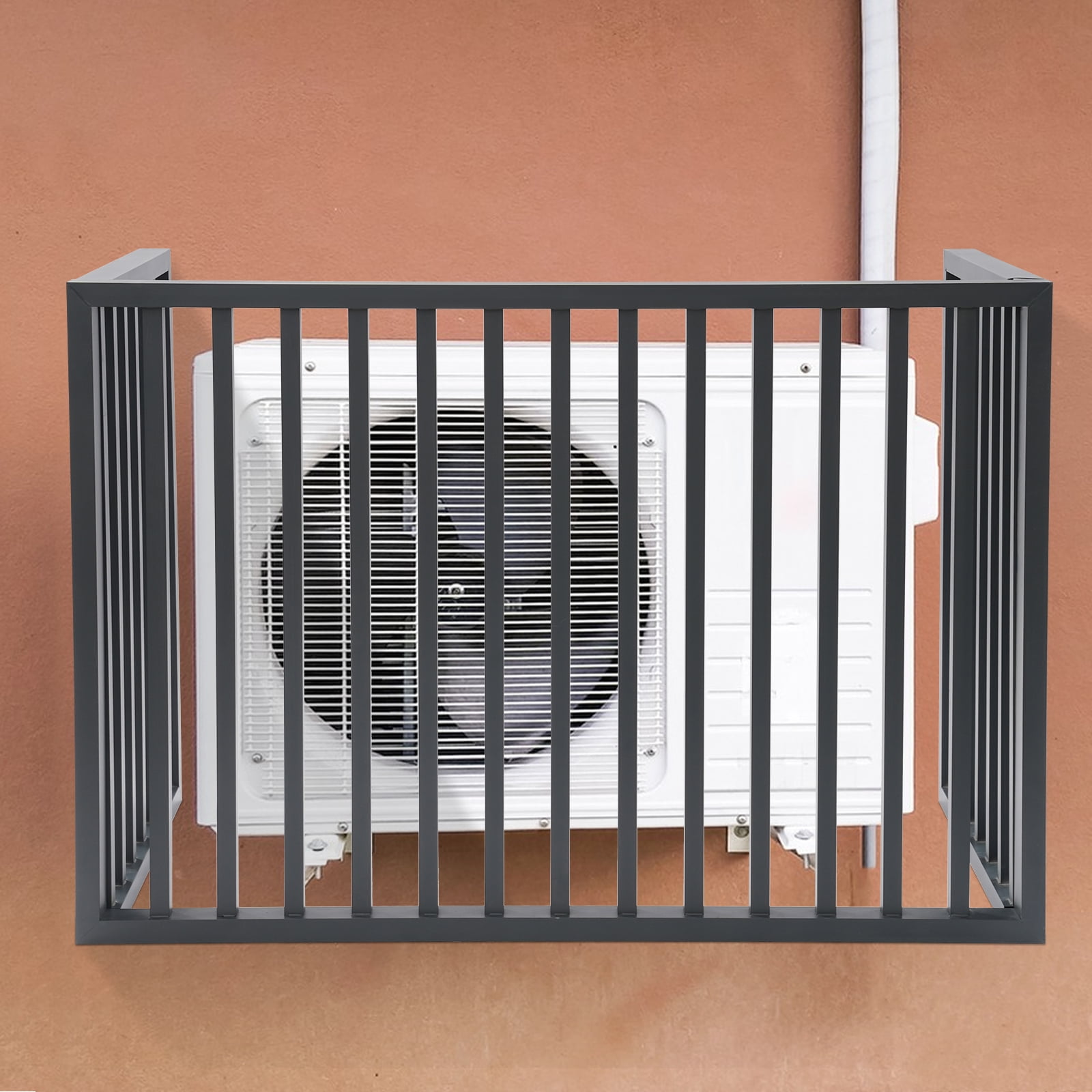 3-Panel AC Fence, 39.37x19.68x27.55in Dark Grey Aluminum Alloy, Welded ...