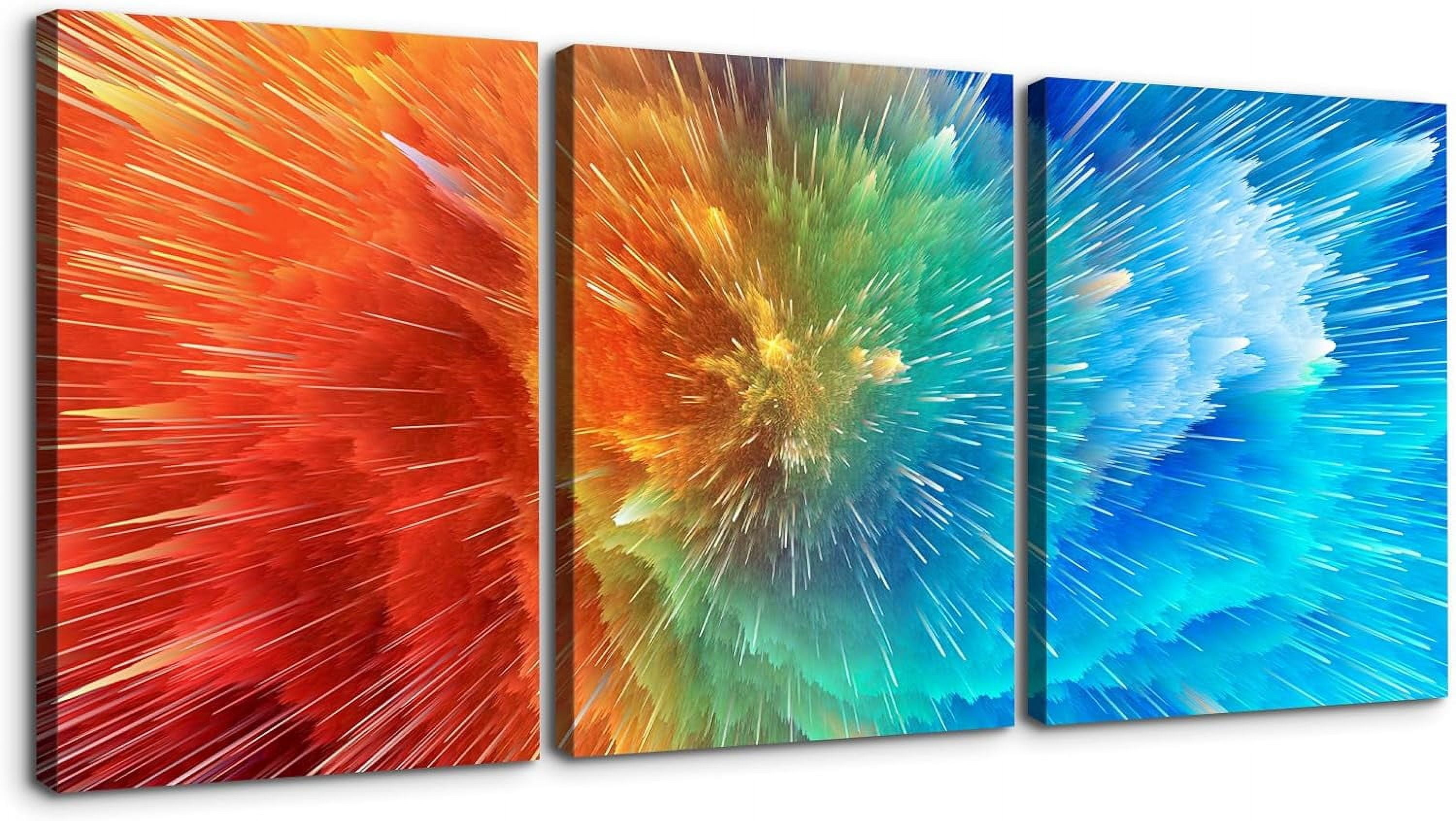 3 Panel of Abstract Canvas Wall Art for Home Office Decor - Colorful ...