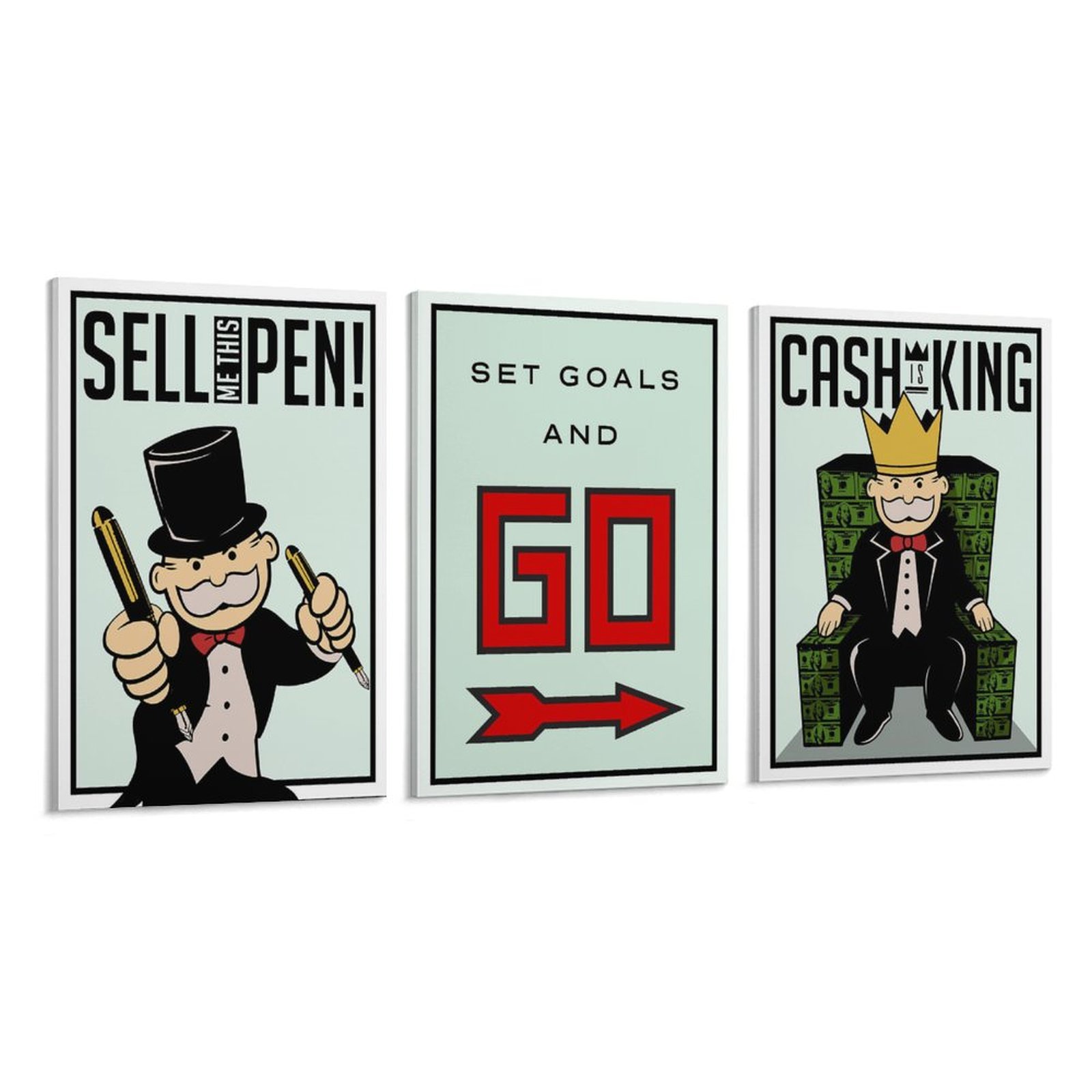 3 Panel Alec-Monopolys Cash Is King Sell Me This Pen GO Print Photo Art ...