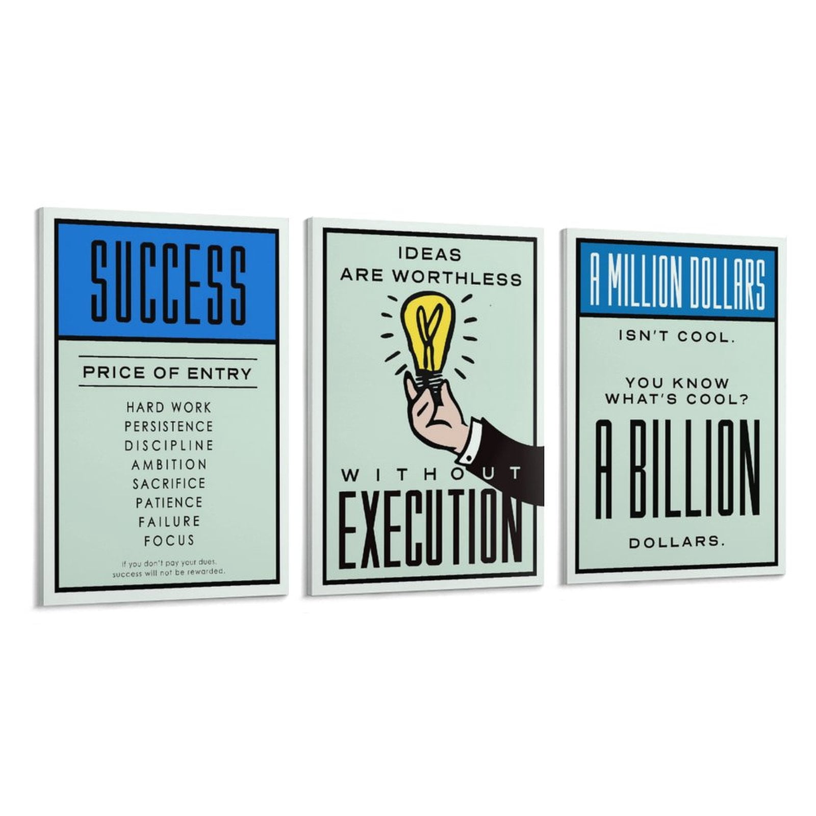 3 Panel Alec-Monopolys Success Execution A Billion Wall Art Poster ...