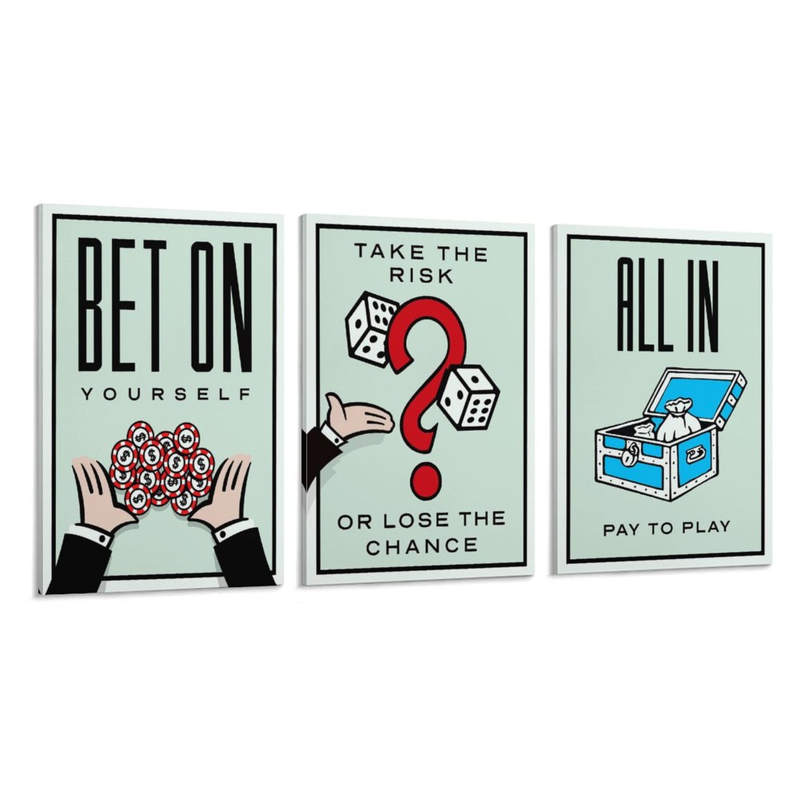 3 Panel Alec-Monopolys Take The Risk BET ON All In Home Decor Poster ...