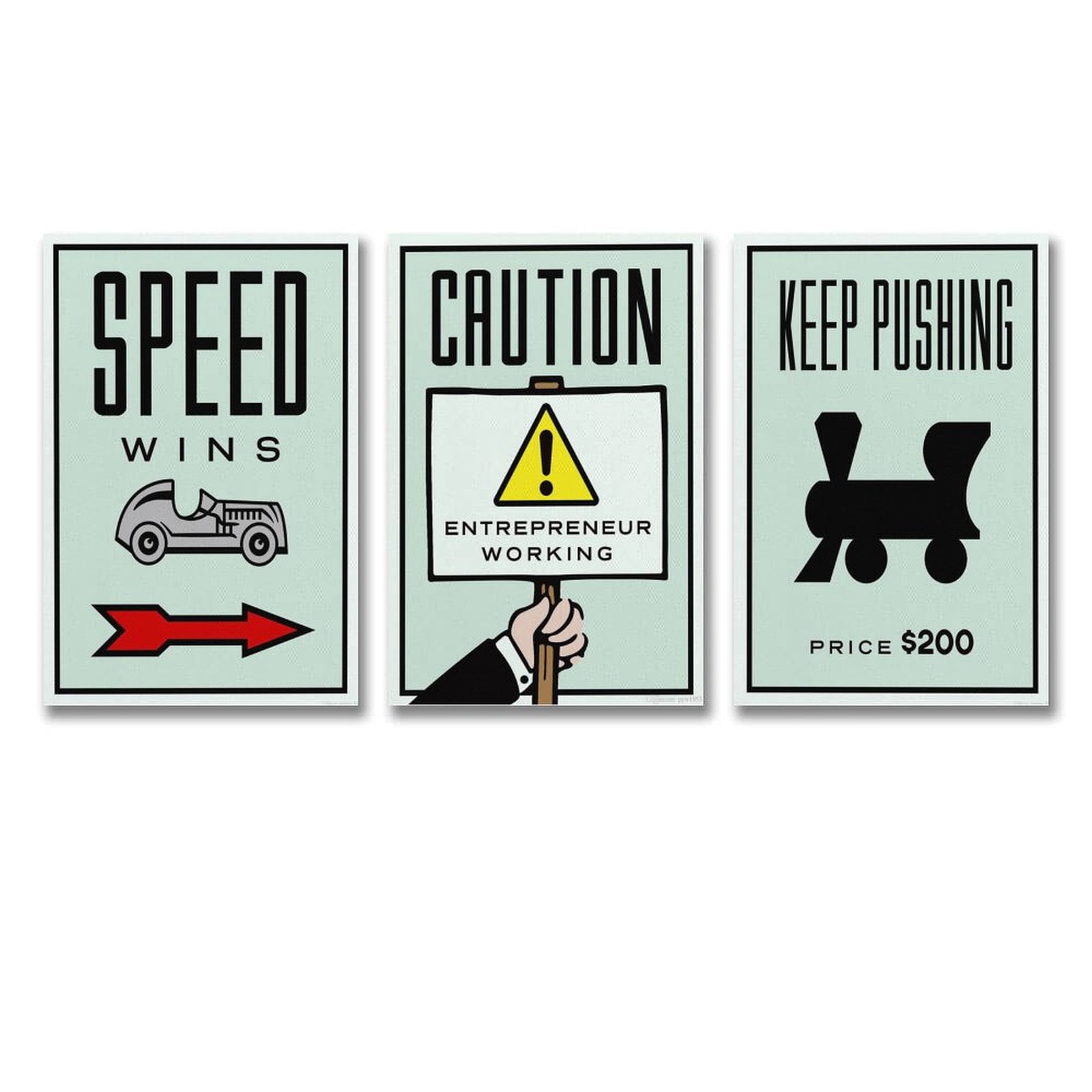 3 Panel Alec-Monopolys Tunnel Vision SPEED WINS CAUTION Poster ...