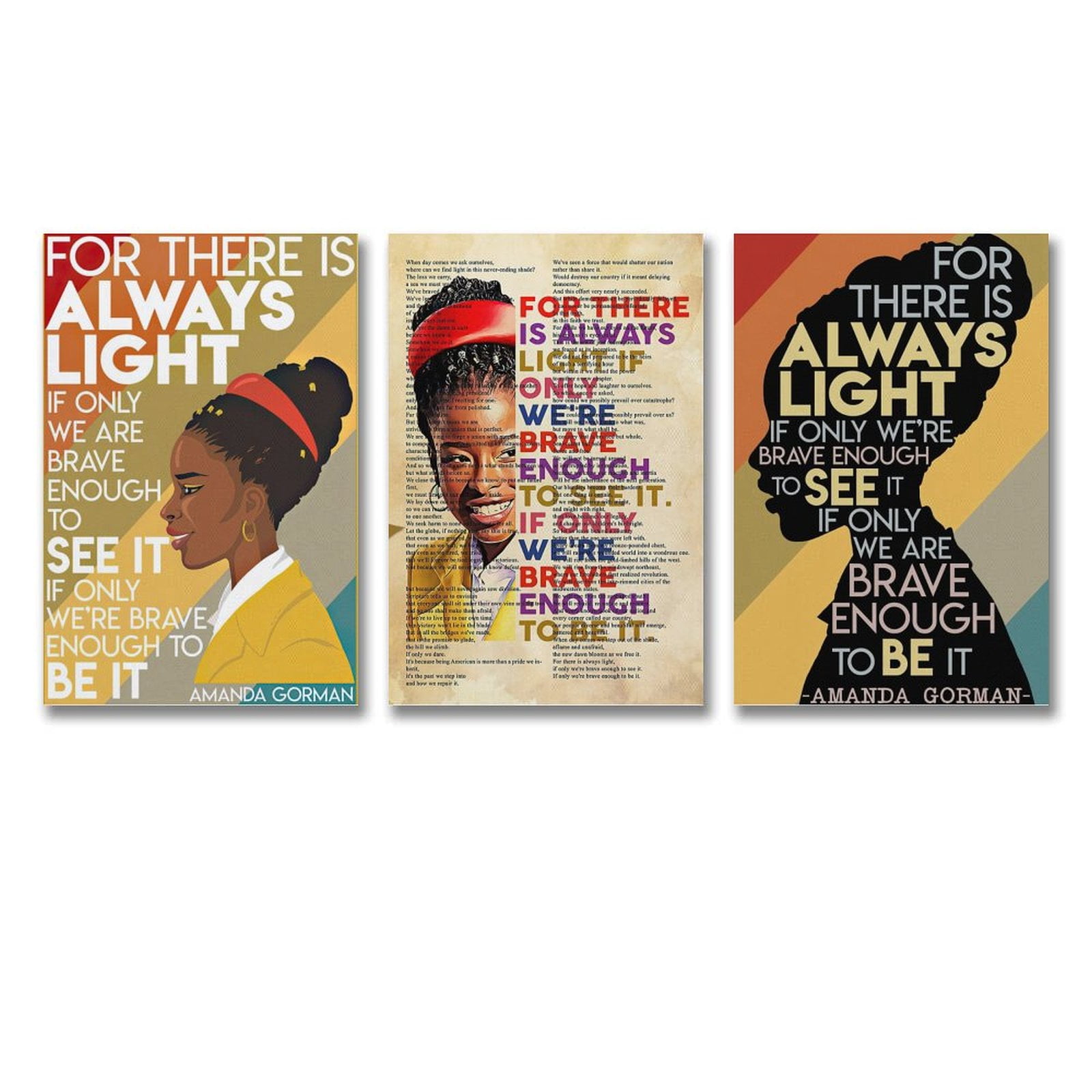 3 Panel Amanda Gorman On Poetry Hill We Climb Poem For There Is Always ...