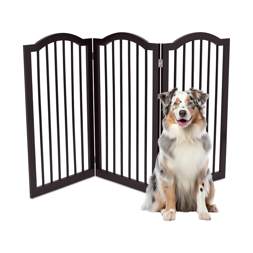 3 Panel Arched Top Dog Gate, 36in H x 60in W Folding Pet Barrier, Free ...