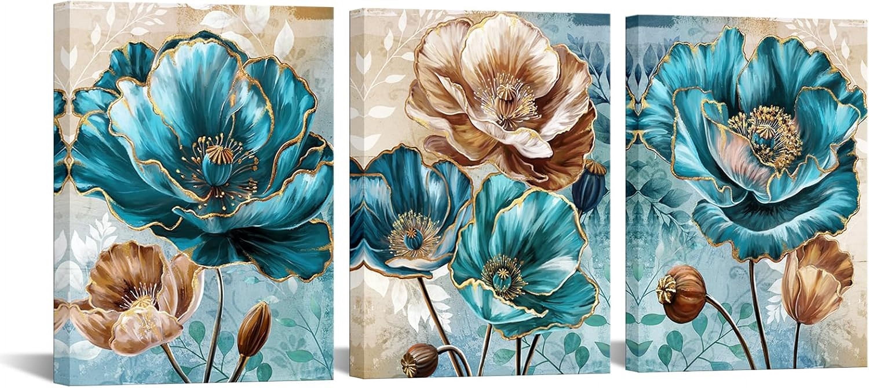 3 Panel City Wall Art Blue New York Brooklyn Bridge Canvas Painting ...