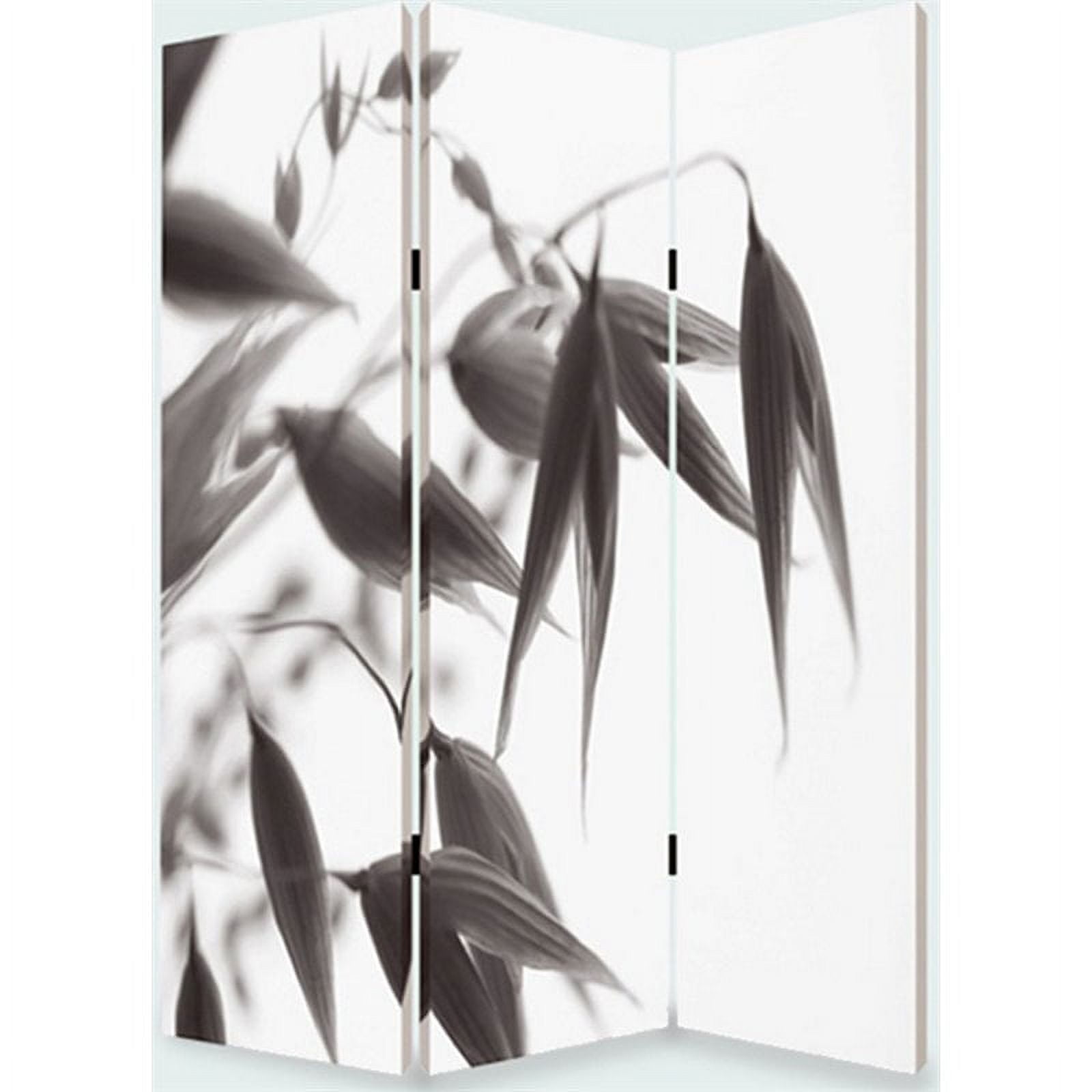3 Panel Foldable Canvas Screen with Lily Print in Black and White ...