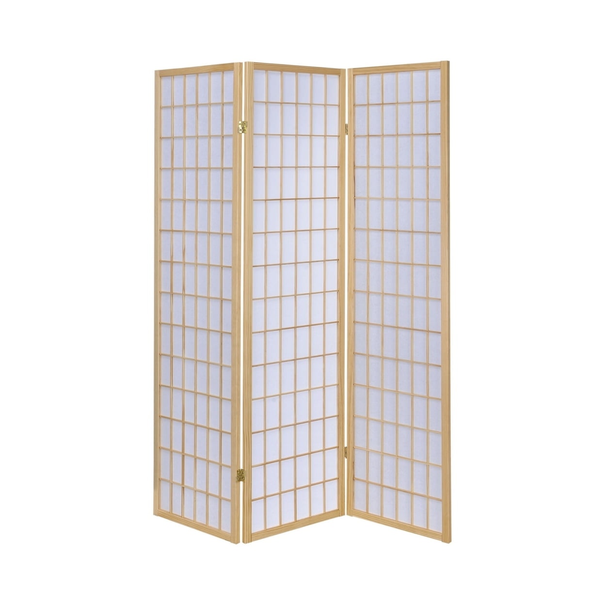 3 Panel Foldable Wooden Frame Room Divider with Grid Design Brown ...