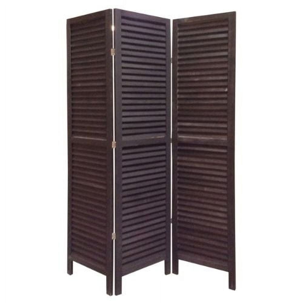 3 Panel Foldable Wooden Shutter Screen with Straight Legs, Black ...
