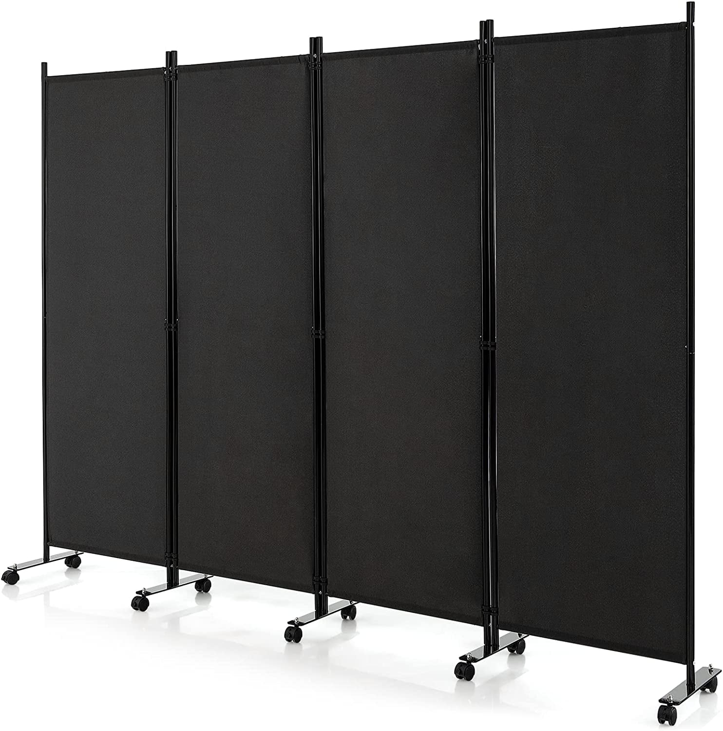 3 Panel Folding Room Divider 6FT Rolling Privacy Screen with Lockable ...