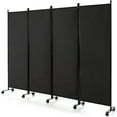 3 Panel Folding Room Divider 6FT Rolling Privacy Screen with Lockable ...