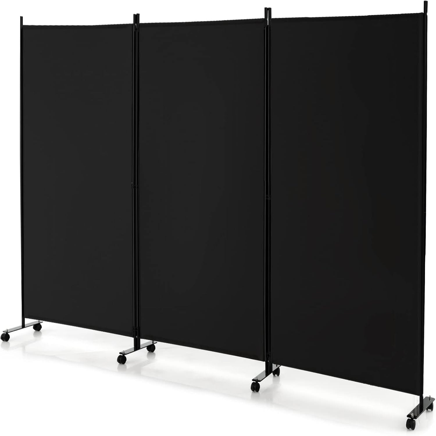 3 Panel Folding Room Divider 6FT Rolling Privacy Screen with Lockable ...
