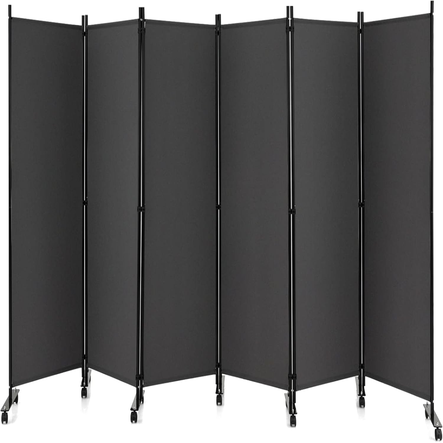 3 Panel Folding Room Divider 6FT Rolling Privacy Screen with Lockable ...