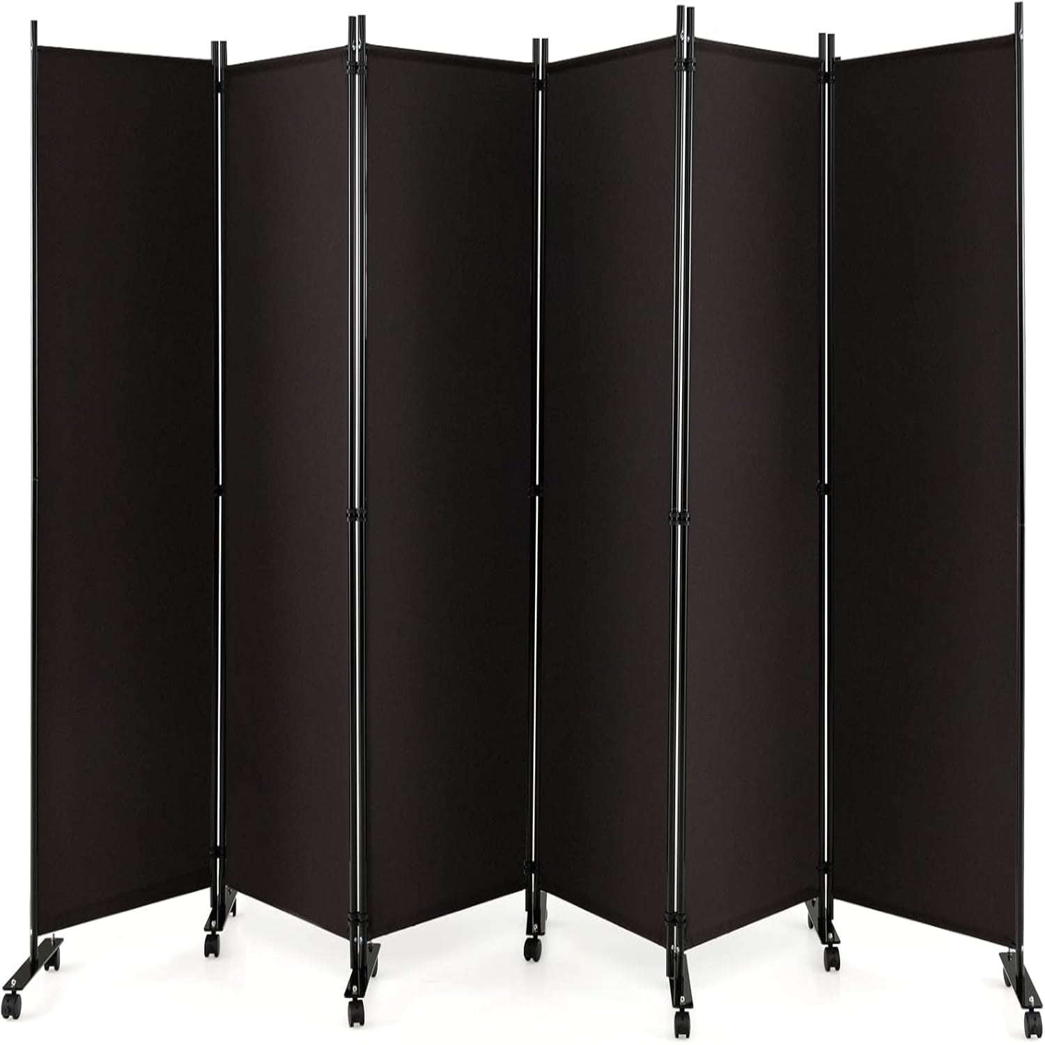 3 Panel Folding Room Divider 6FT Rolling Privacy Screen with Lockable ...