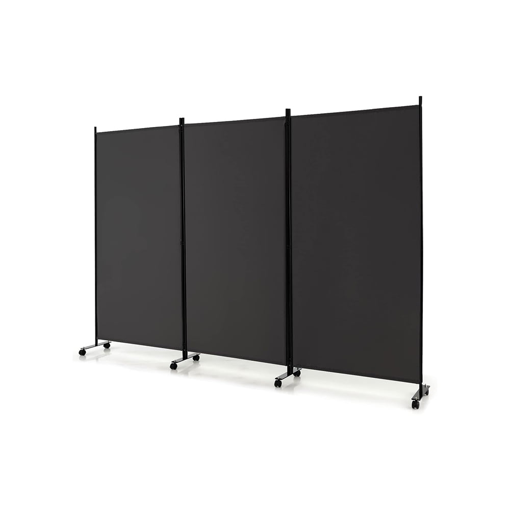 3 Panel Folding Room Divider, 6FT Rolling Privacy Screen with Lockable ...