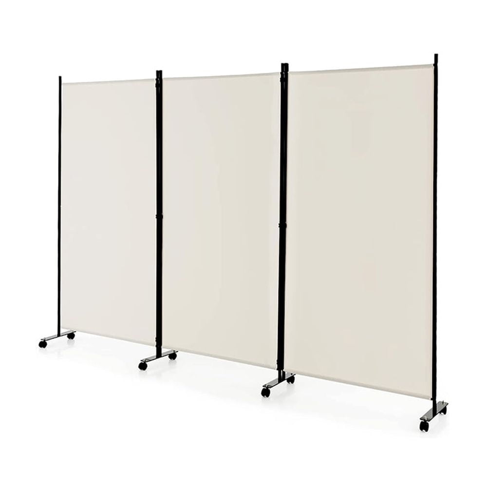 3 Panel Folding Room Divider, 6FT Rolling Privacy Screen with Lockable ...