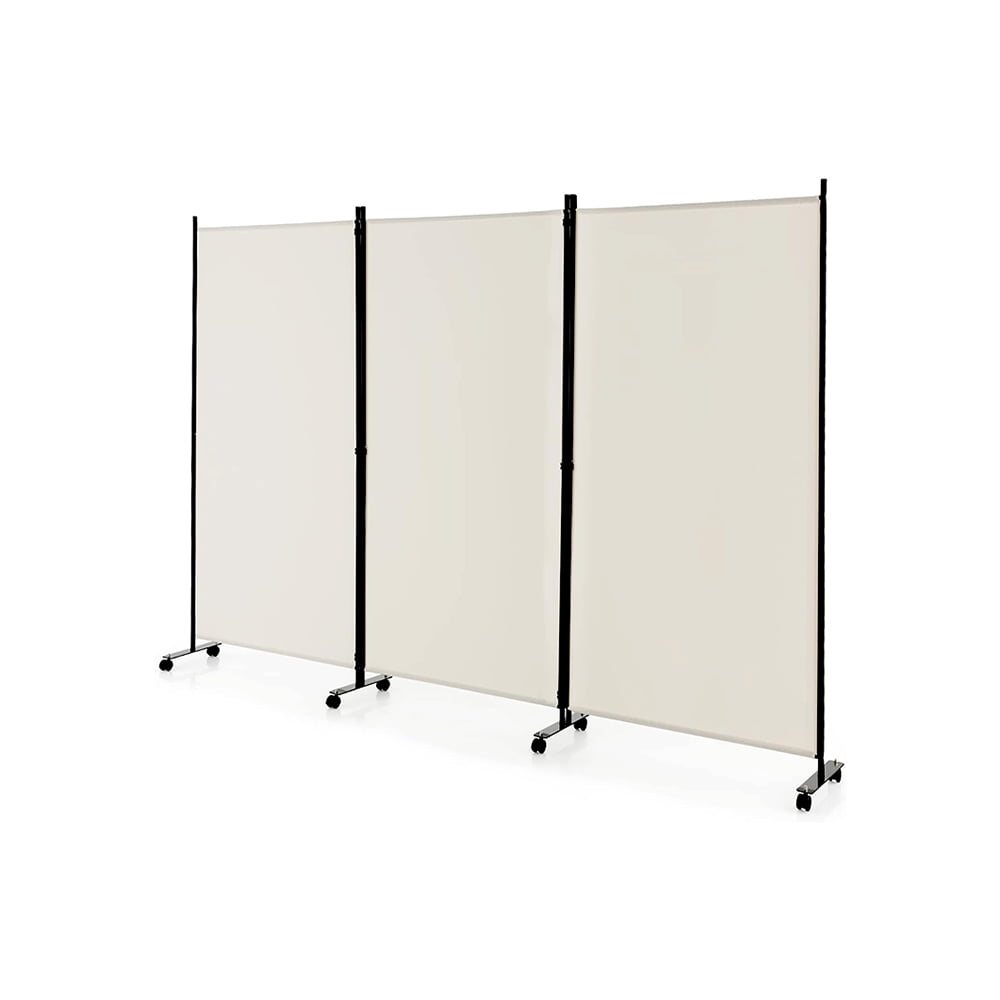 3 Panel Folding Room Divider, 6FT Rolling Privacy Screen with Lockable ...