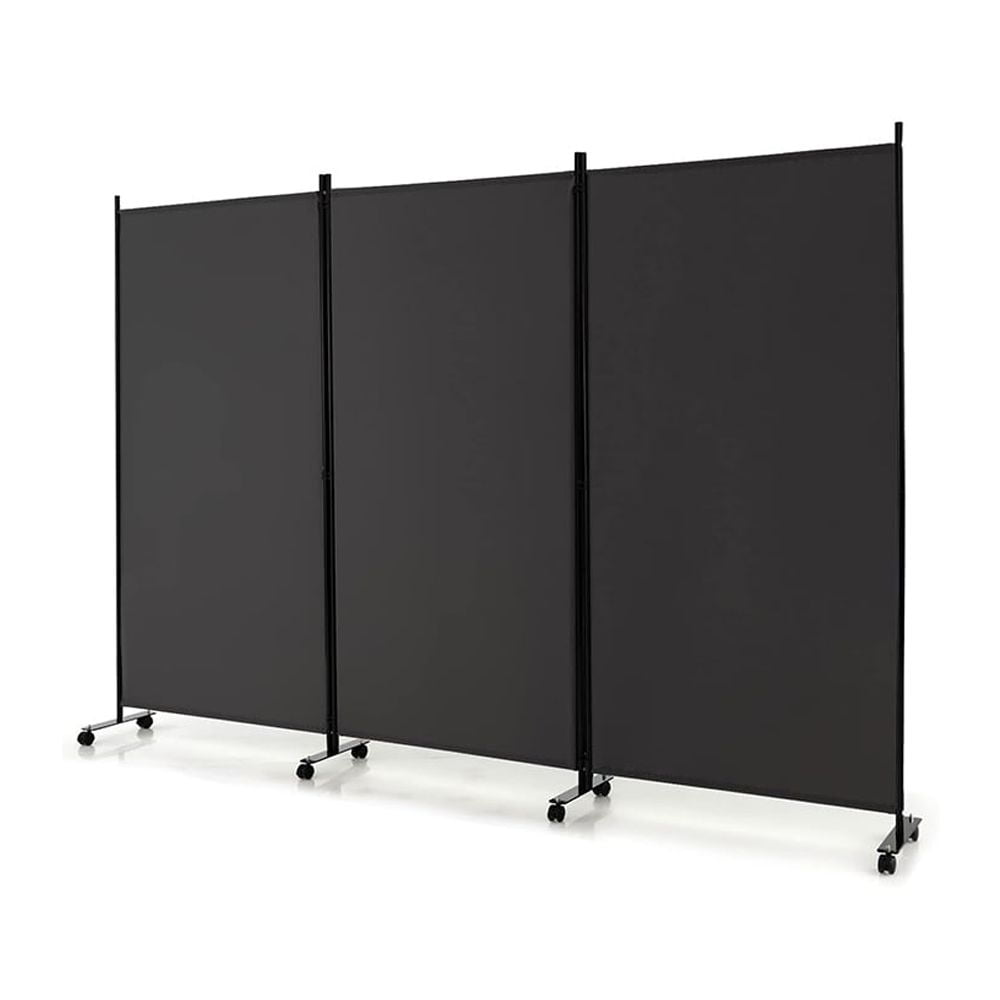 3 Panel Folding Room Divider, 6FT Rolling Privacy Screen with Lockable ...