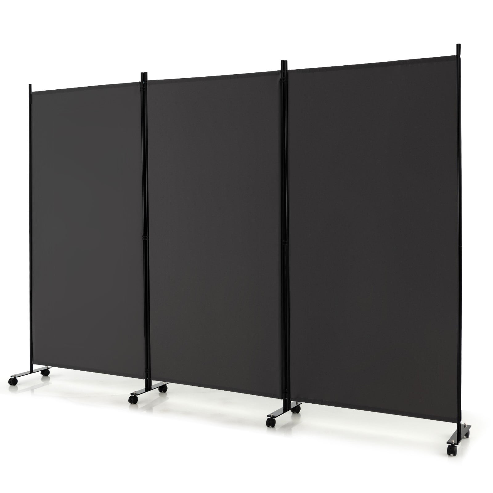 3-Panel Folding Room Divider 6Ft Rolling Privacy Screen w/Lockable ...