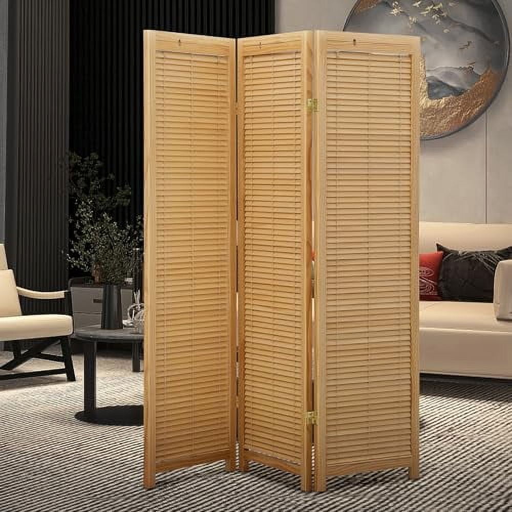 3-Panel Folding Room Dividers with Adjustable Blinds, 5.7ft Foldable ...