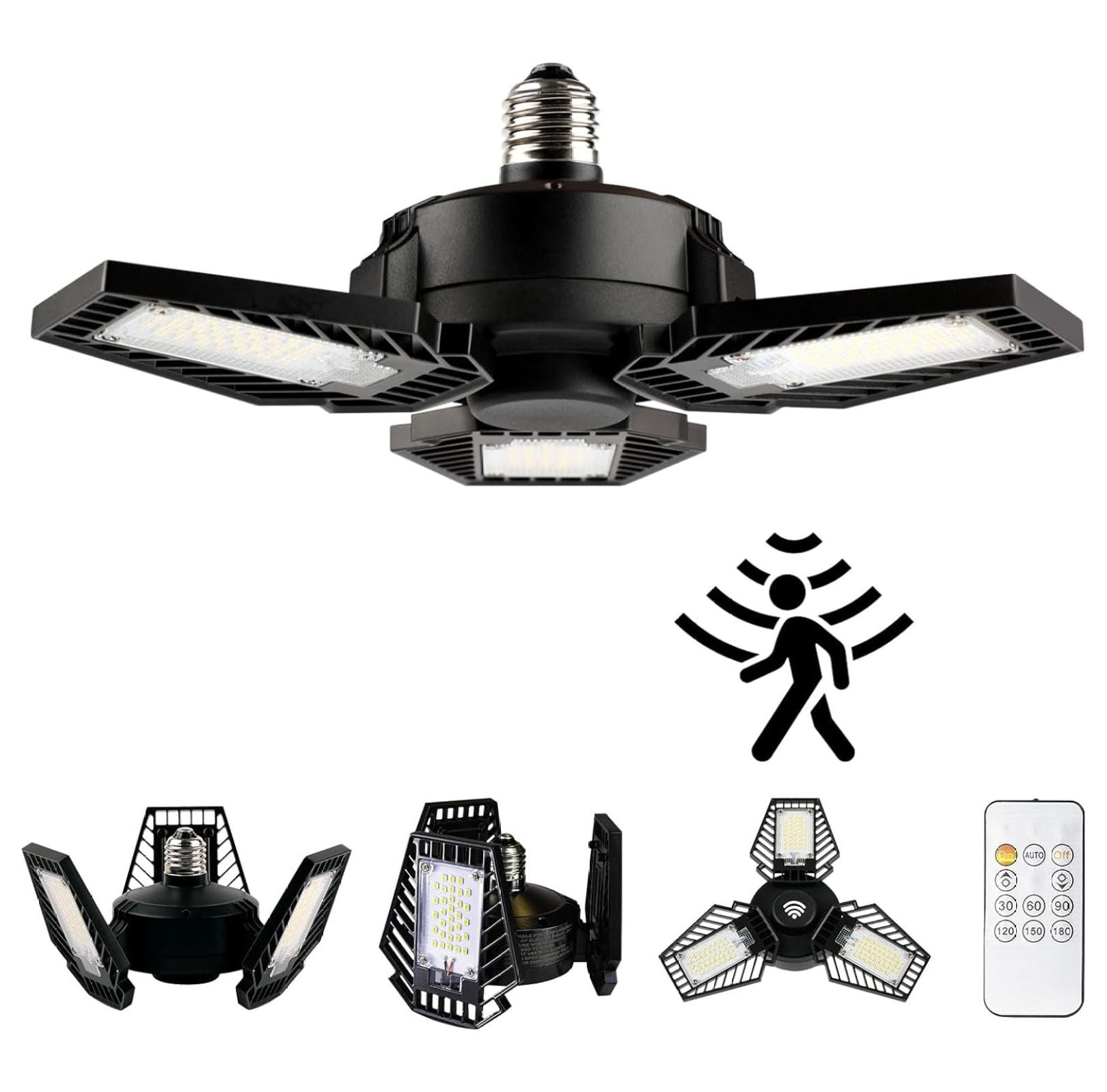 3-Panel Garage Light, 65W LED Shop Light with Control, 8000LM 5000K ...