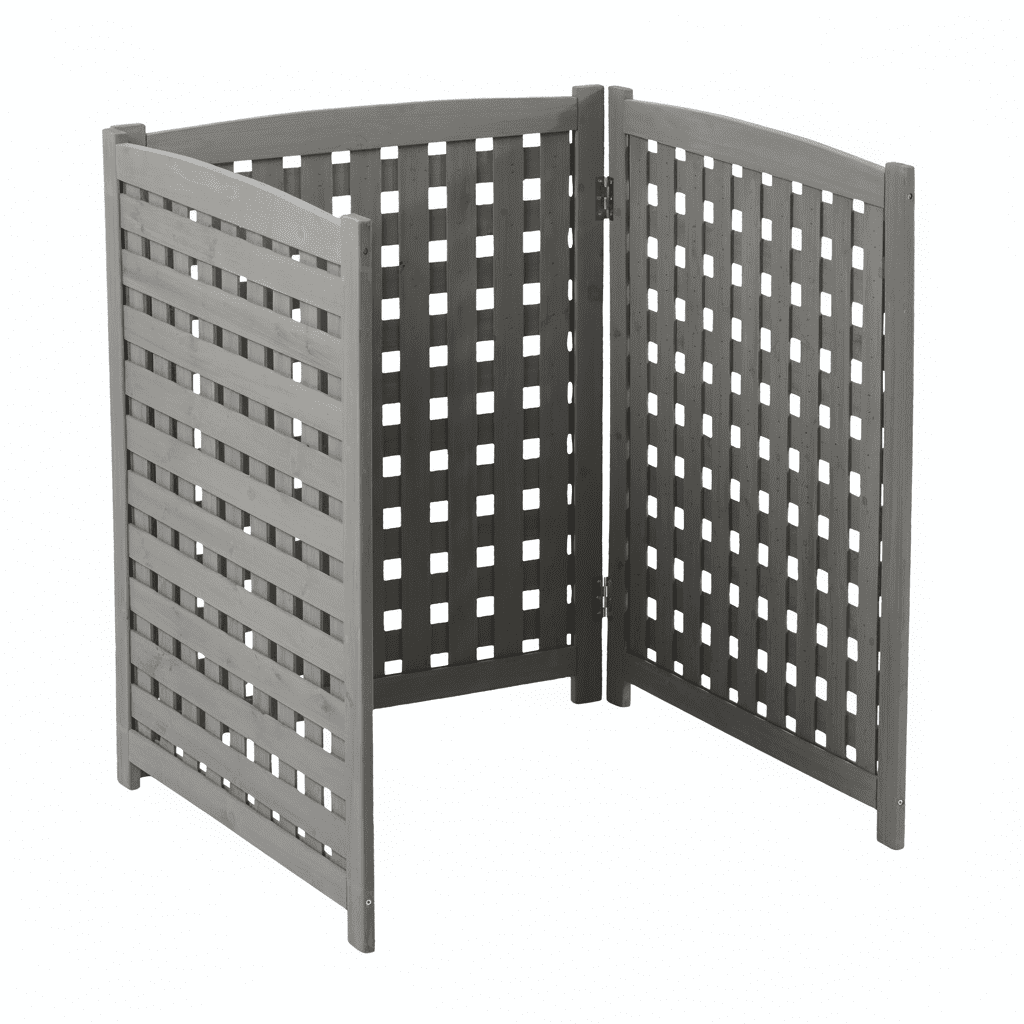 3-Panel Grey Solid Wood Privacy Screen, 32"W x 38"H Outdoor ...