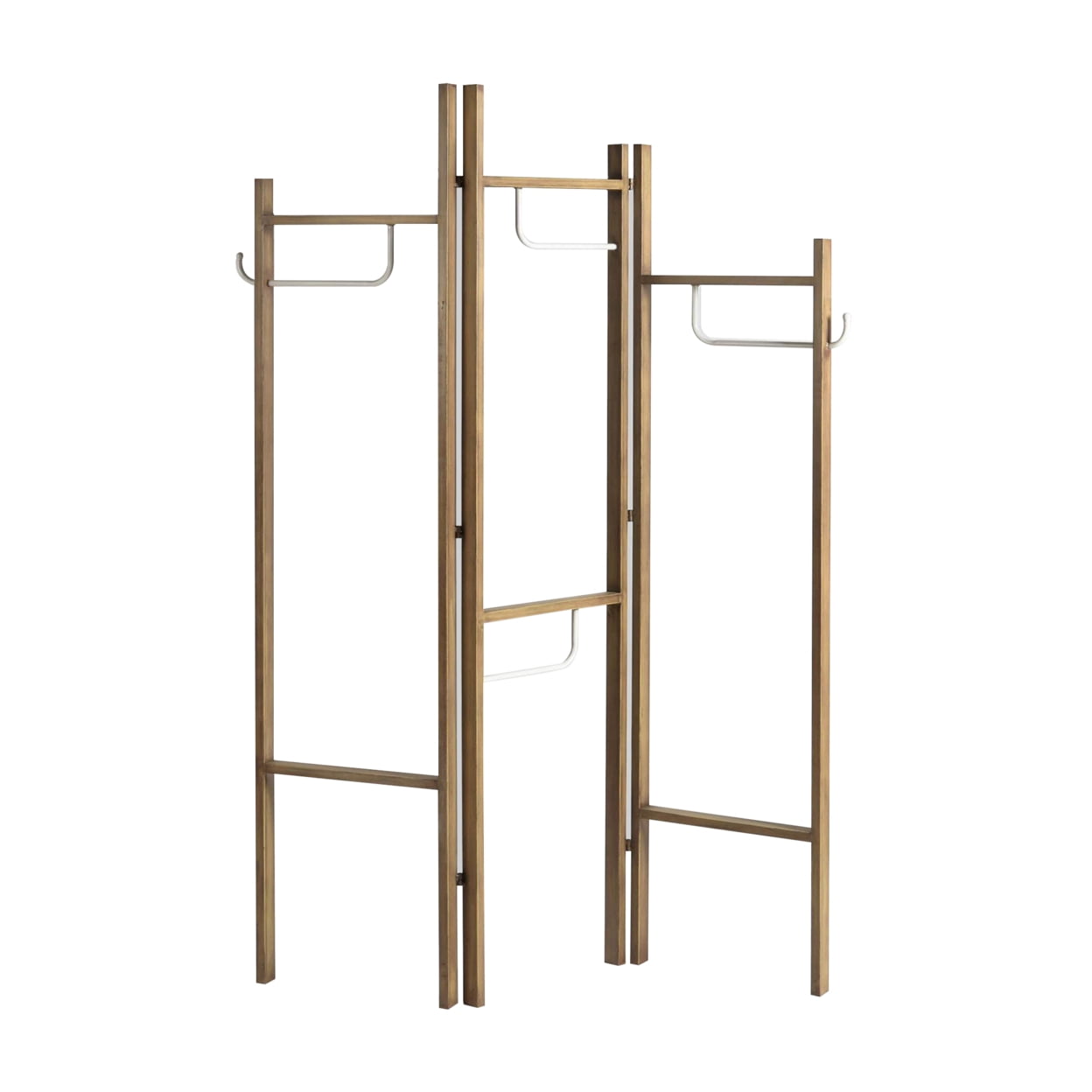 3 Panel Hallstand Screen Room Divider With 4 Metal Garment Racks & 2 ...
